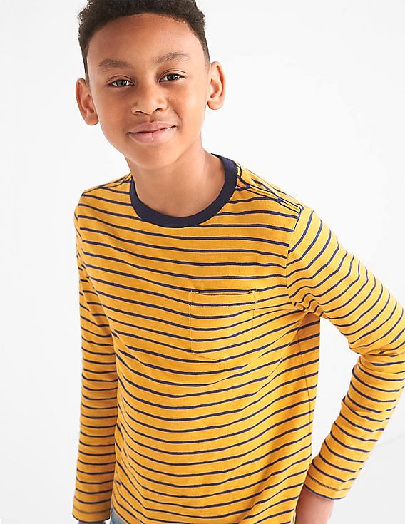 Buy GAP Boys Boys Yellow Stripe Pocket Slub Tee NNNOW