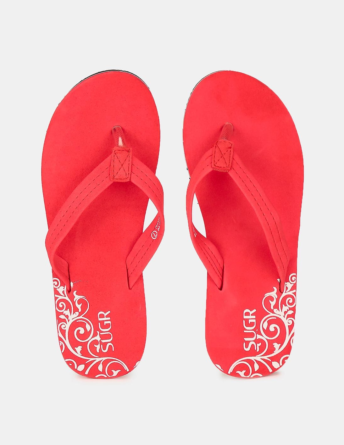 Buy SUGR Women Red V-Strap Printed Flip Flops - NNNOW.com